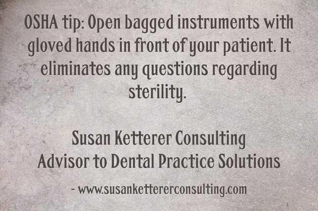 OSHA tip: Open bagged instruments with gloved hands in - Quozio