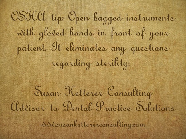 OSHA tip: Open bagged instruments with gloved hands in - Quozio