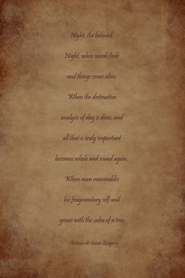 Night, the beloved. Night, when words fade and things come - Quozio