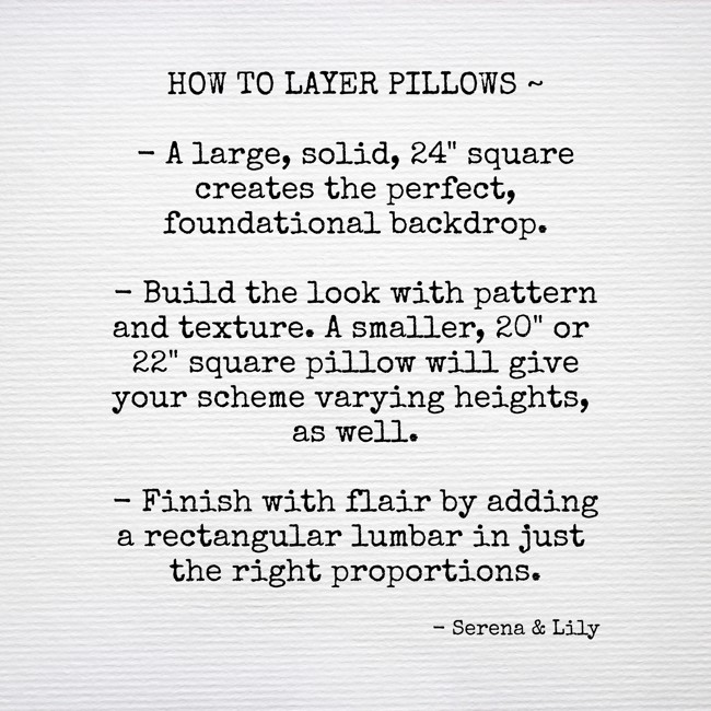 HOW TO LAYER PILLOWS ~ - A large, solid, 24" square creates - Quozio