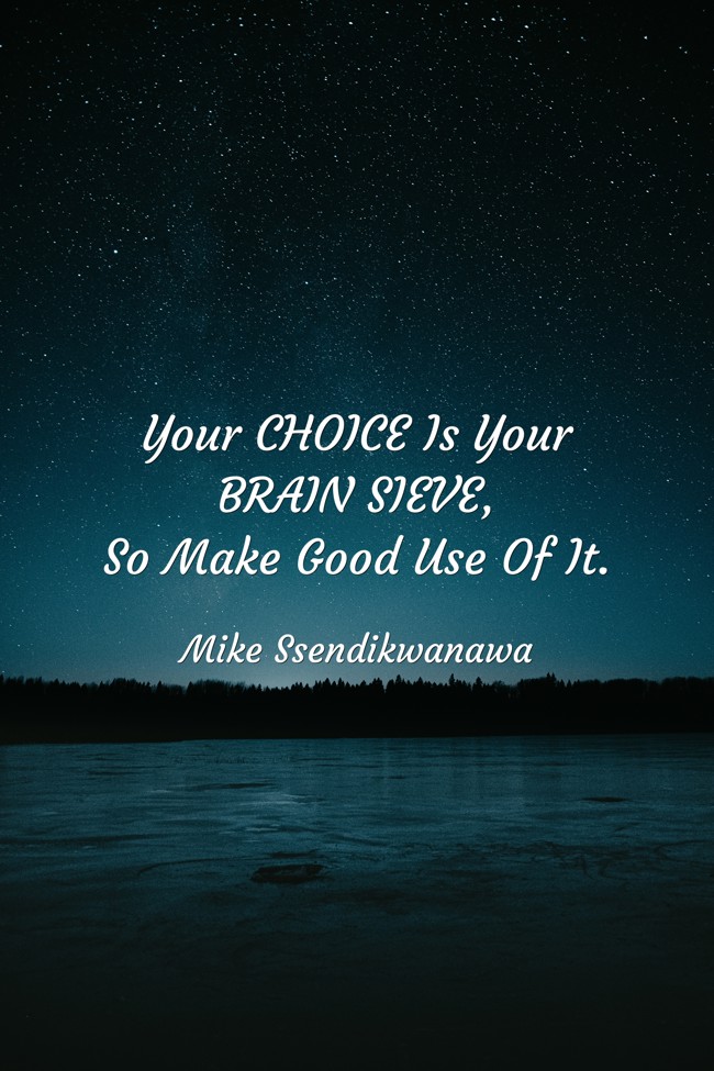 Your CHOICE Is Your BRAIN SIEVE, So Make Good Use Of It. - Quozio