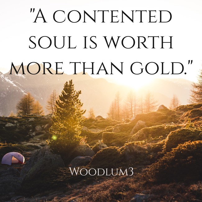 "A contented soul is worth more than gold." - Quozio