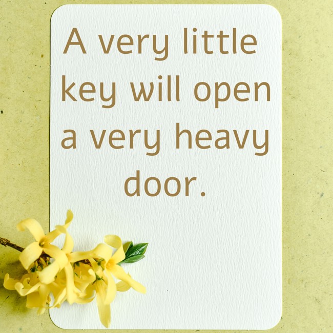 A very little key will open a very heavy door. - Quozio